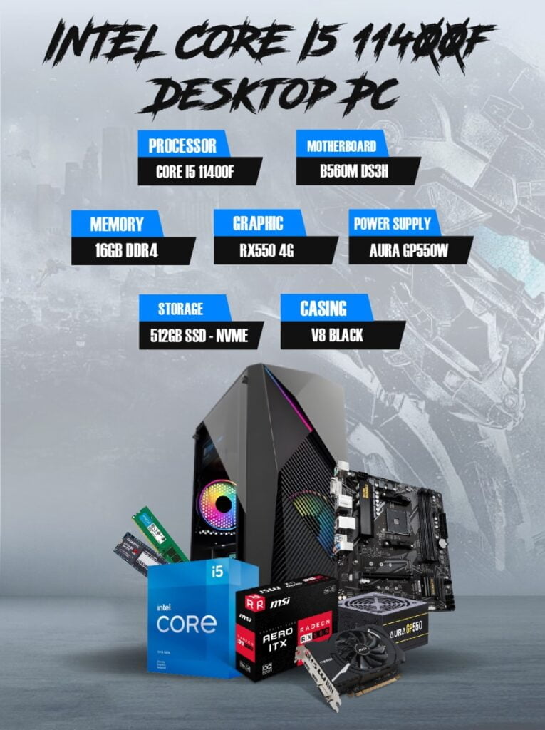 INTEL CORE I5 11400f 16GB RAM 512GB SSD – NVME GRAPHIC - RX550 4G ...
