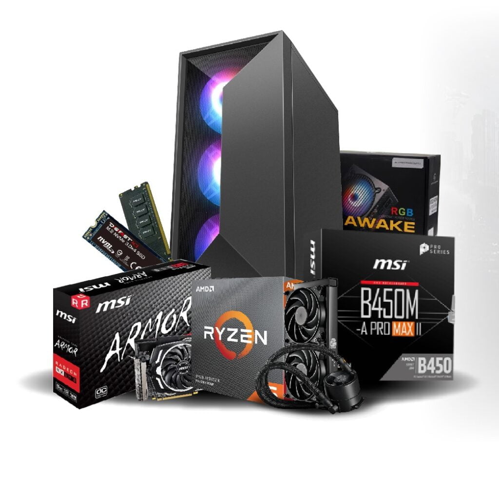 AMD Ryzen™ 5 5500 16GB RAM 512GB NVME M.2 -NVME E-SPACE WITH 3 RGBFANS ...